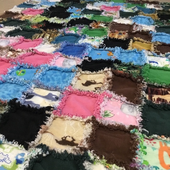 Handmade | Bedding | Handmade Colorful Patchwork Rag Quilt Aprox 5x5 ...
